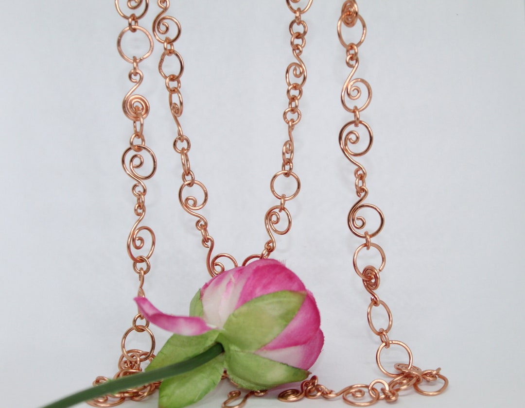 Bare Copper Hammered Wire Spiral Belly Chain Gift Summer - Etsy