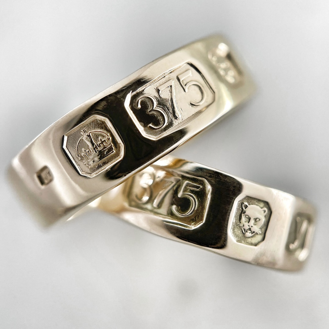 9k Solid Gold Ring, Gold Hallmark Ring, London Hallmarks - Etsy UK