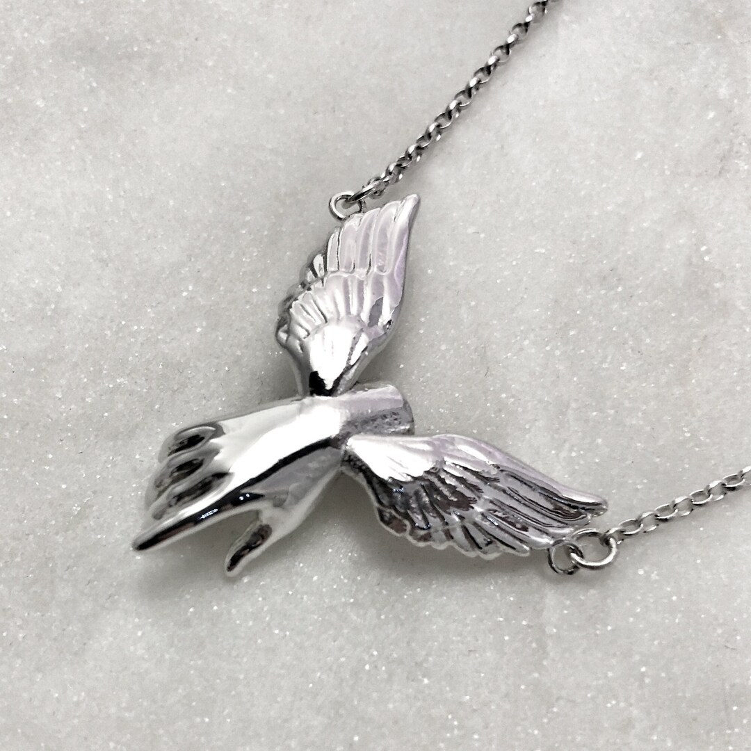 Winged Hand Necklace, Hand of God, Surreal Necklace, Surreal Jewelry ...