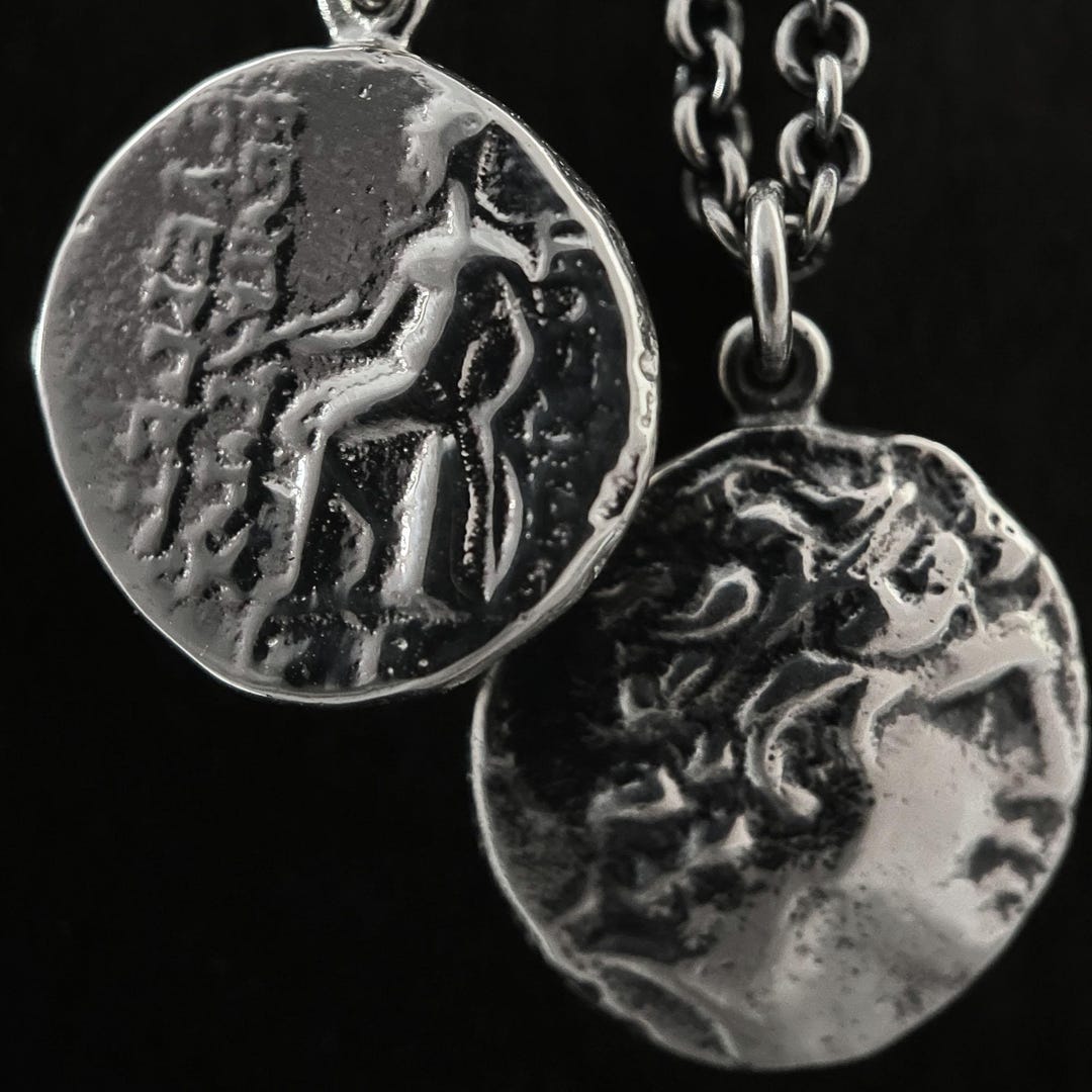 Sterling Silver Alexander Coin Pendant, Ancient Greek Athena Jewelry - Etsy