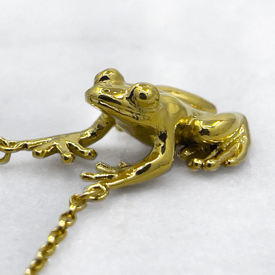 Frog Necklace, Gold Frog Necklace, Frog Jewelry, Frog Pendant ...