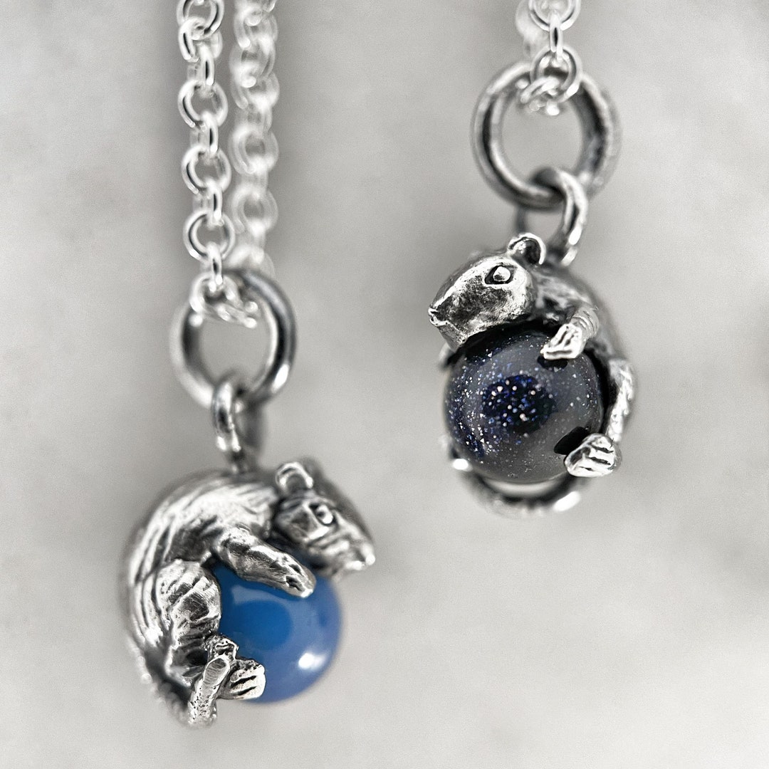 Rat Pendant, Rat and Ball Pendant, Tiny Rat Necklace, Silver Rat - Etsy