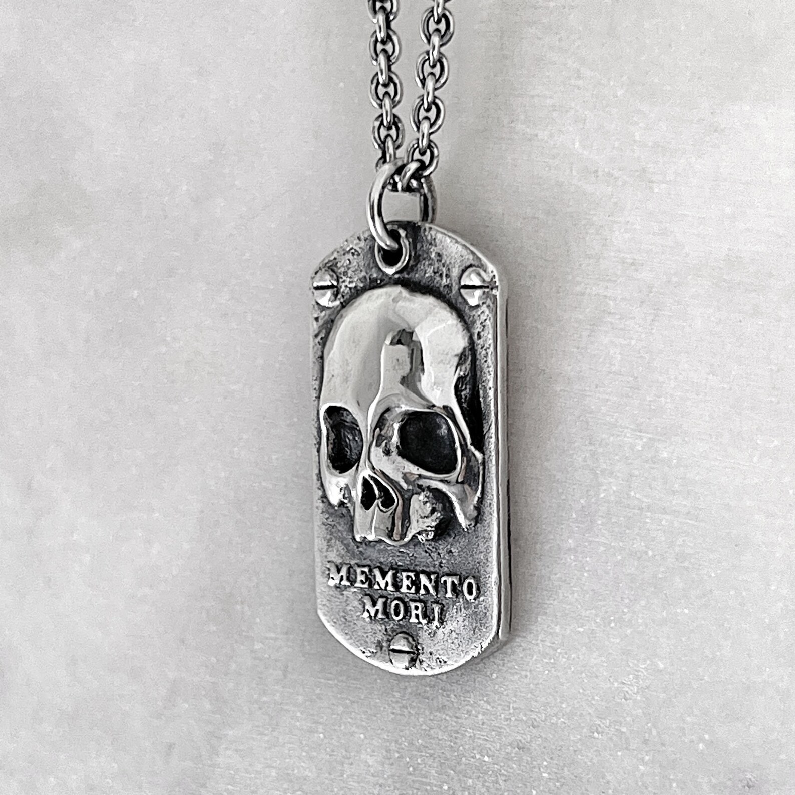 Memento Mori Skull Tag Necklace, Macabre Jewelry - Etsy