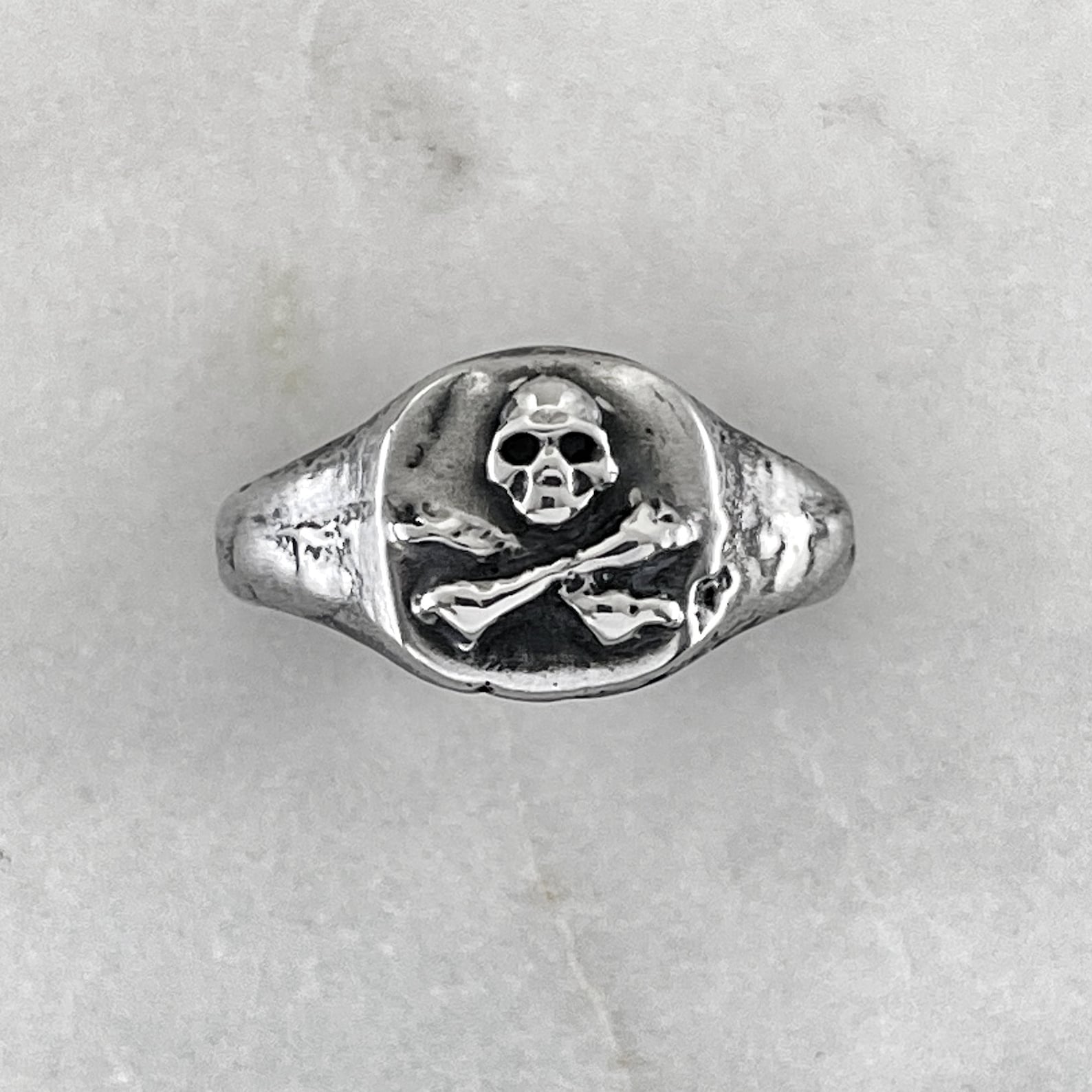 Skull & Crossbones Ring Silver Skull Ring Skull Signet Ring - Etsy UK