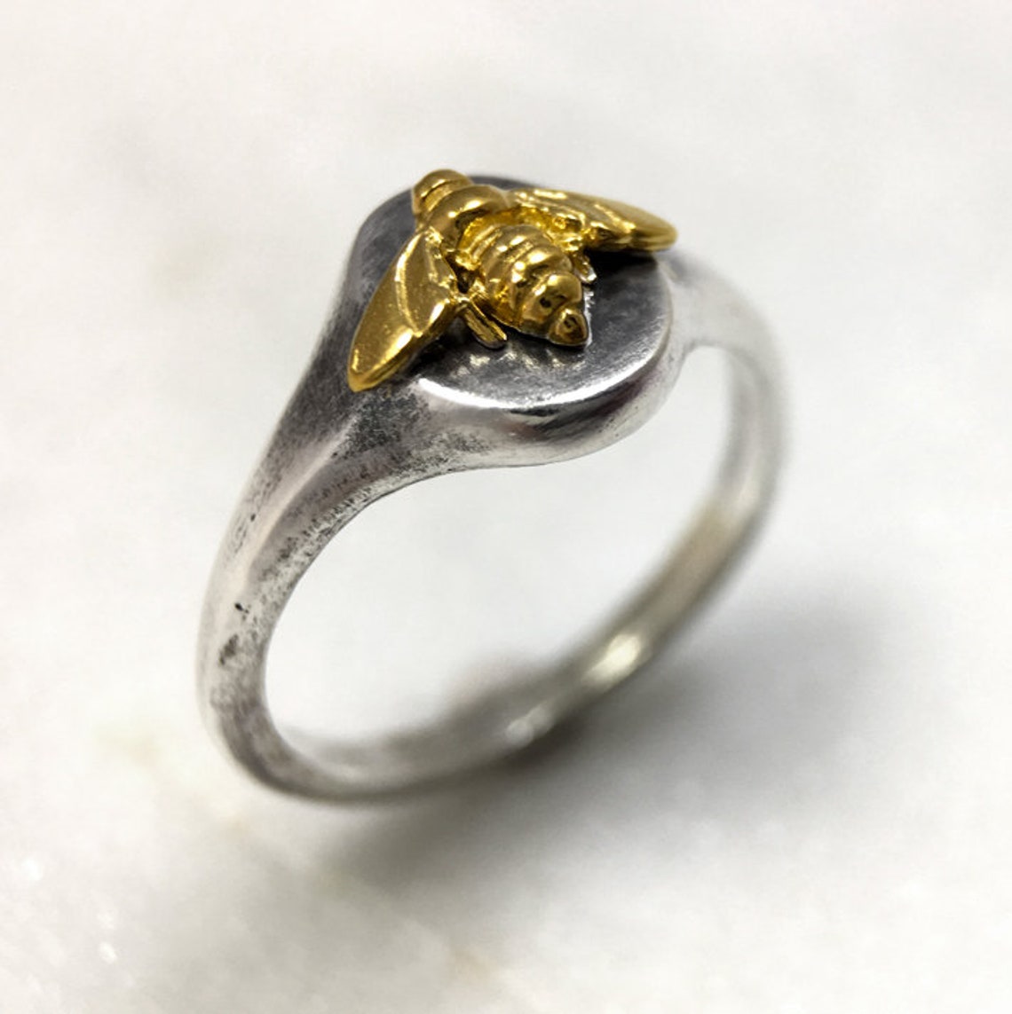 Bee Signet Ring Bee Ring Silver Signet Ring Bee Jewelry - Etsy UK