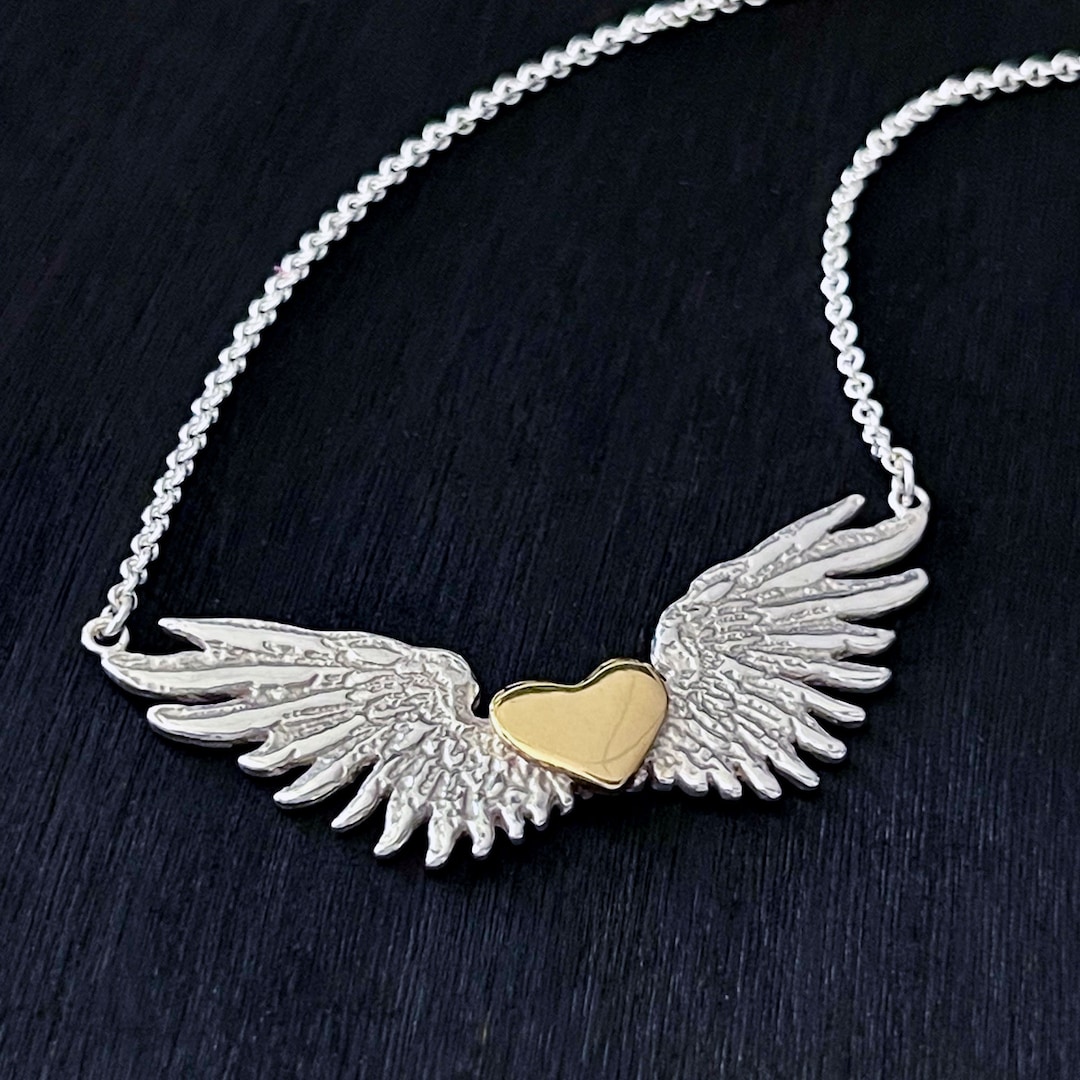 Winged Heart Necklace, Gothic Wings, Angel Wings Necklace, All Genders ...