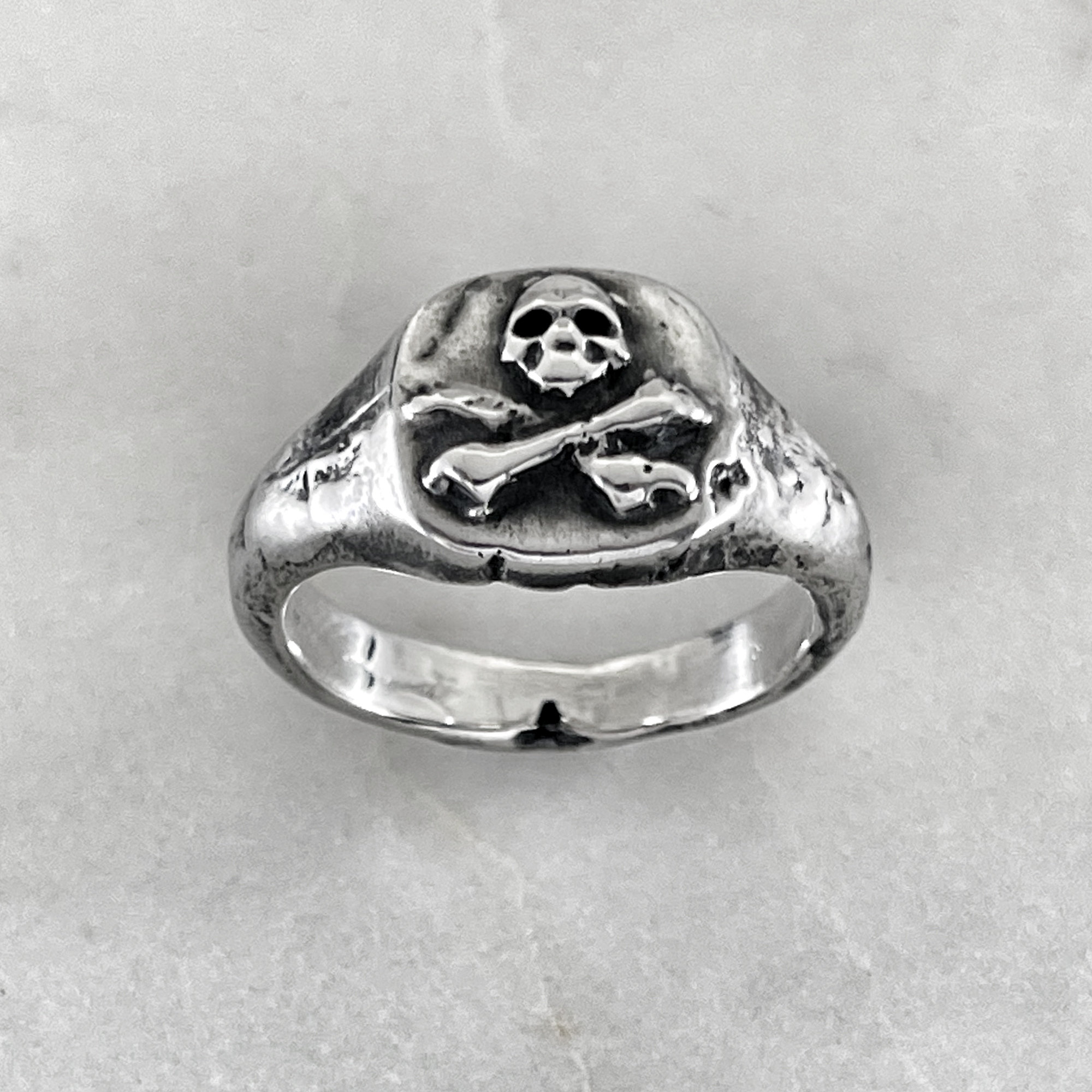 Skull & Crossbones Ring Silver Skull Ring Skull Signet Ring - Etsy UK