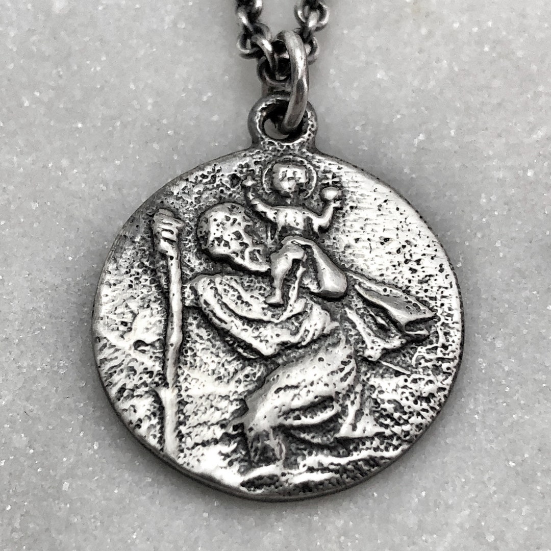 Silver St Christopher, Travel Gift, Religious Gift, Protection Pendant ...