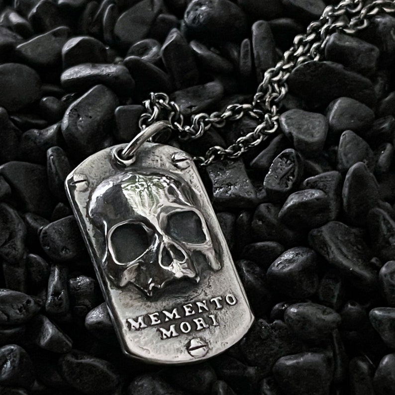 Memento Mori Skull Tag Necklace, Macabre Jewelry - Etsy