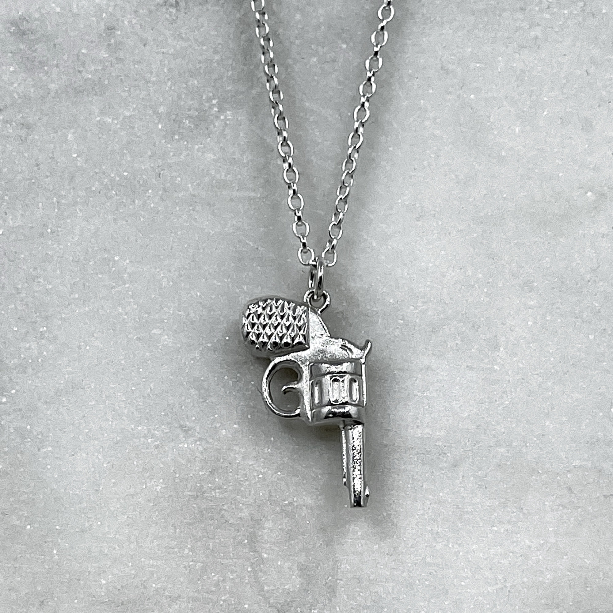 Gun Necklace Silver Revolver Gun Pendant - Etsy UK