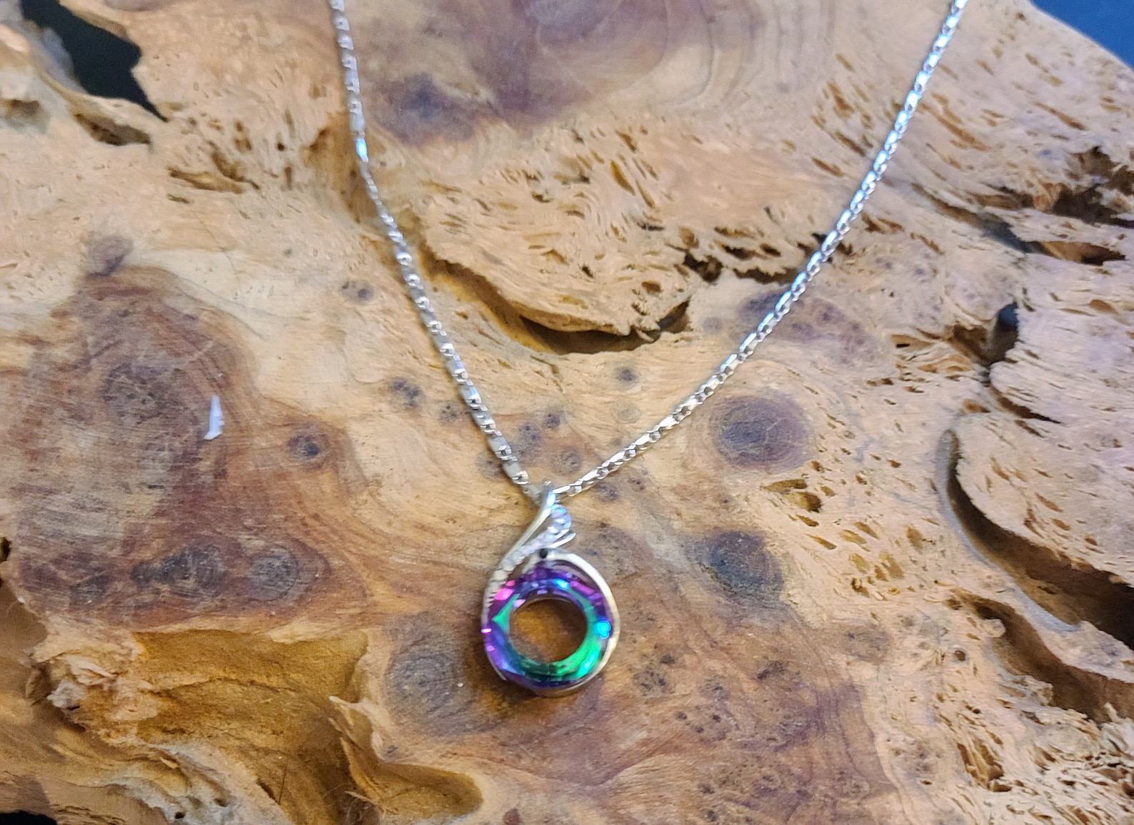 Rainbow Topaz and Rhinestone Peacock Pendant Necklace - Etsy