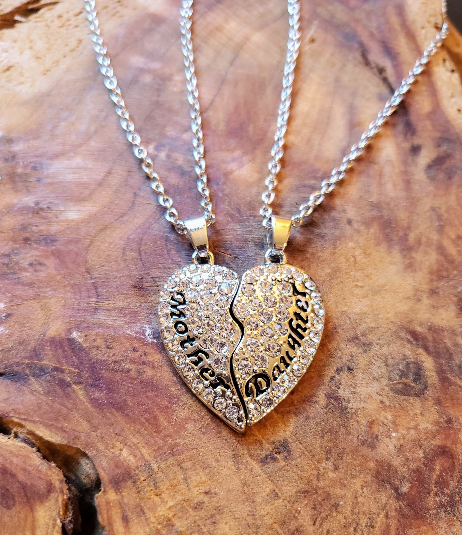 Mother/daughter Matching Split Heart Necklaces | Etsy