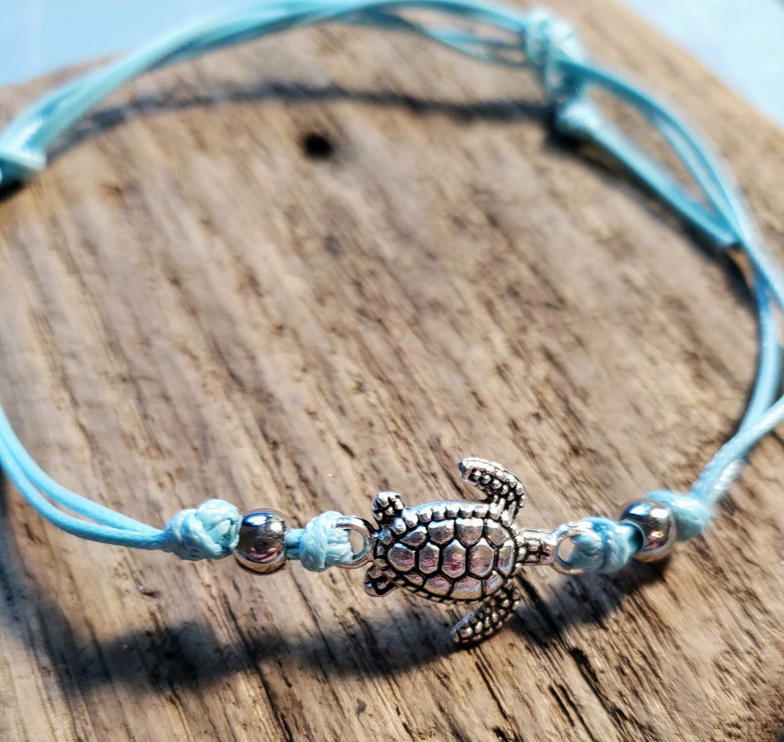 Sea Turtle Anklet Light Blue - Etsy