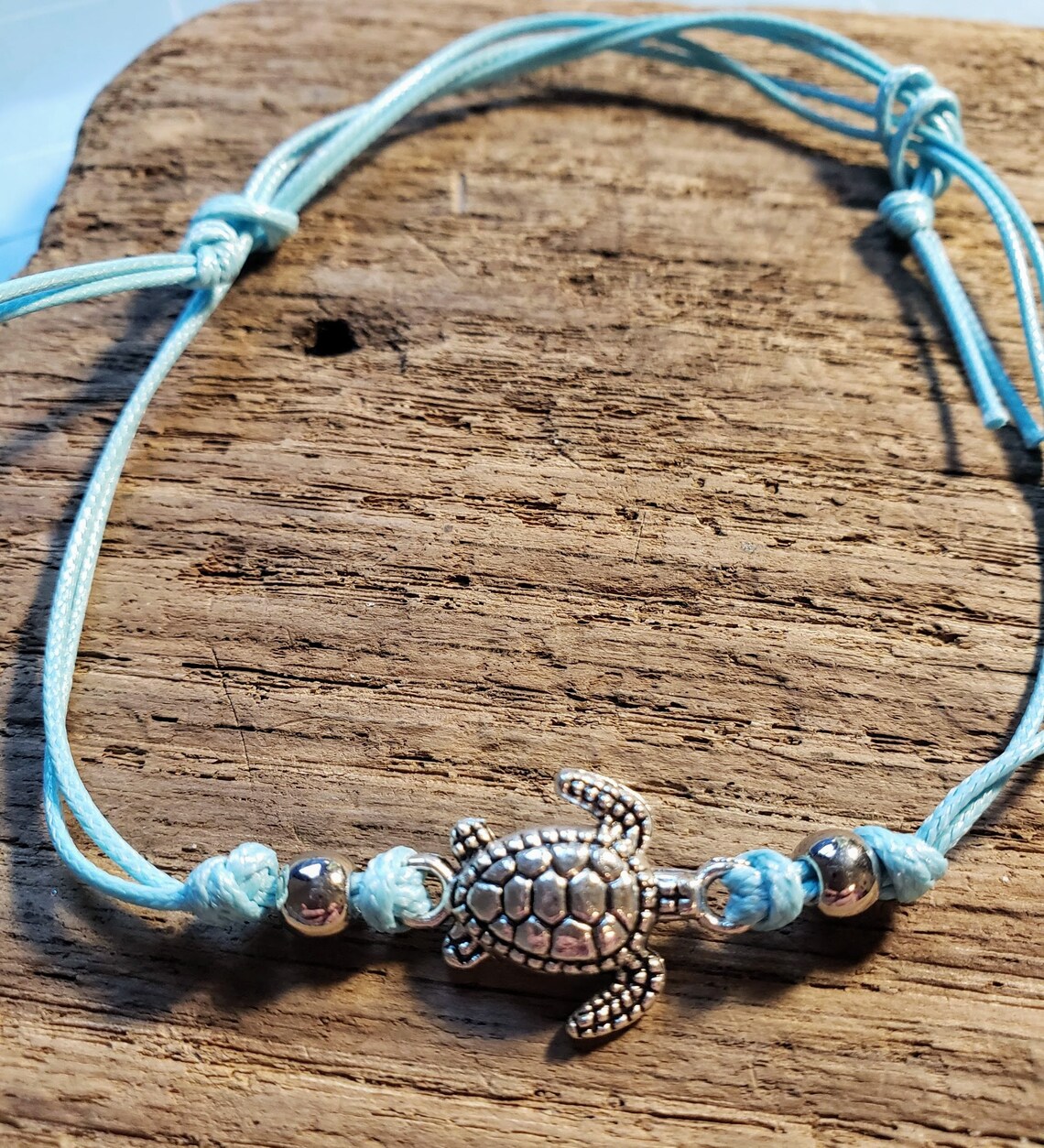 Sea Turtle Anklet Light Blue - Etsy