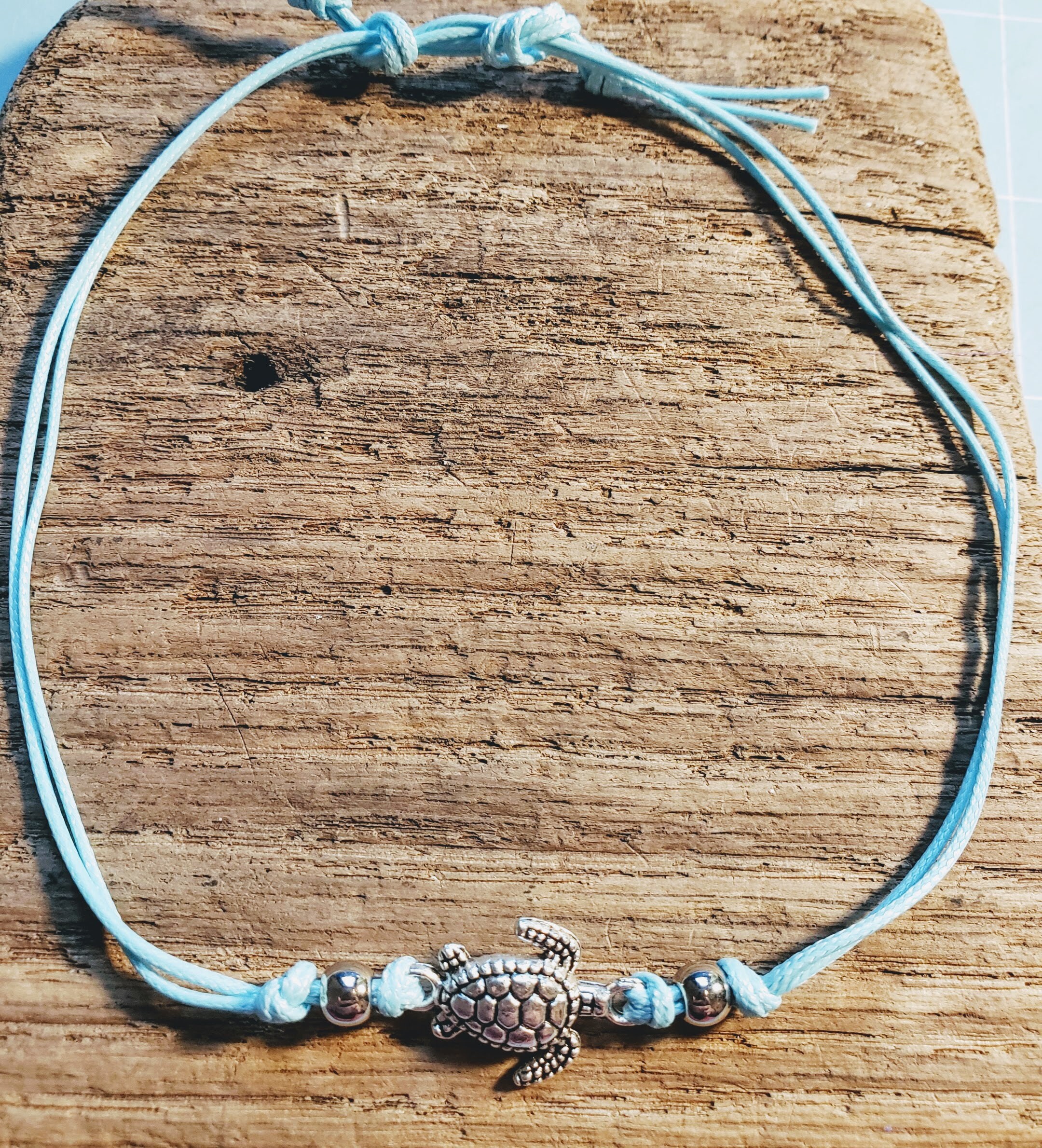 Sea Turtle Anklet Light Blue - Etsy