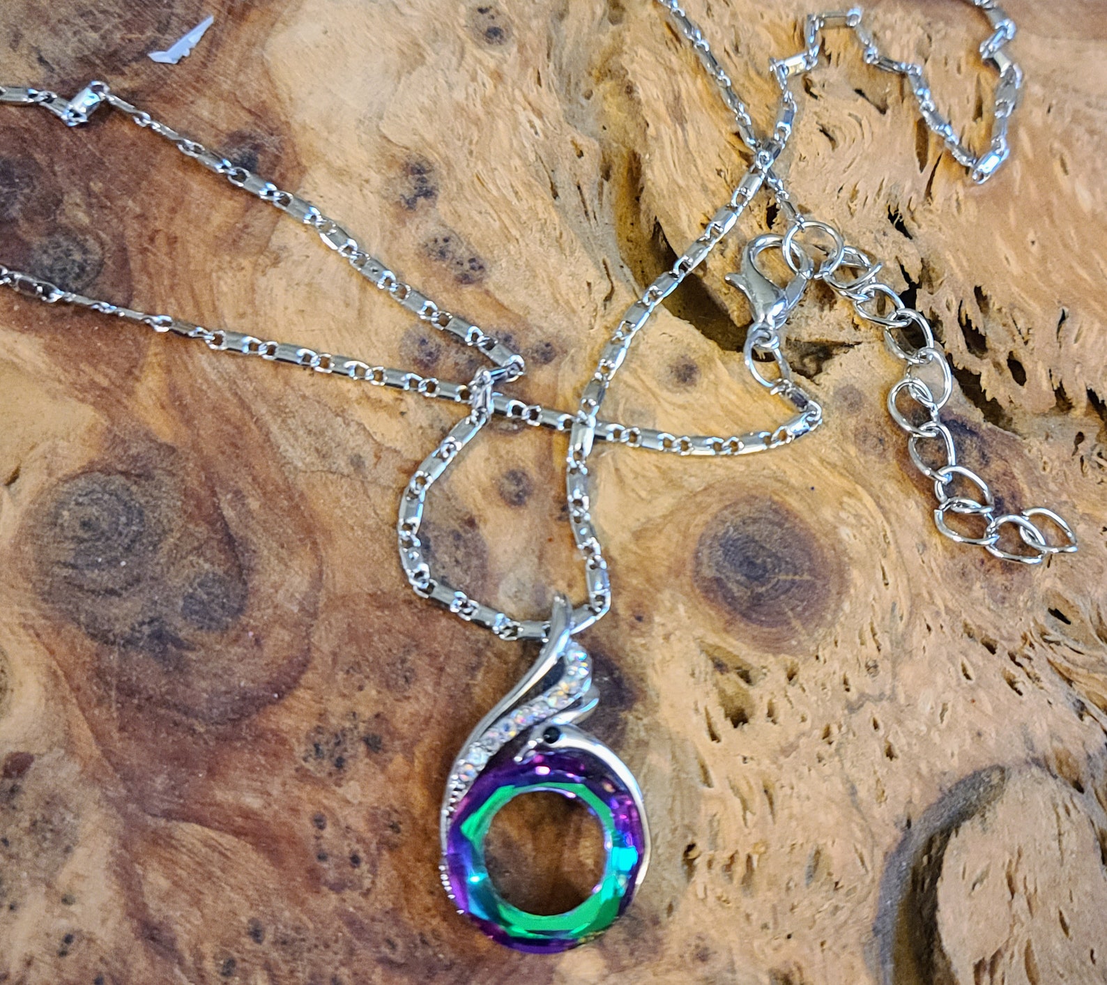 Rainbow Topaz and Rhinestone Peacock Pendant Necklace - Etsy