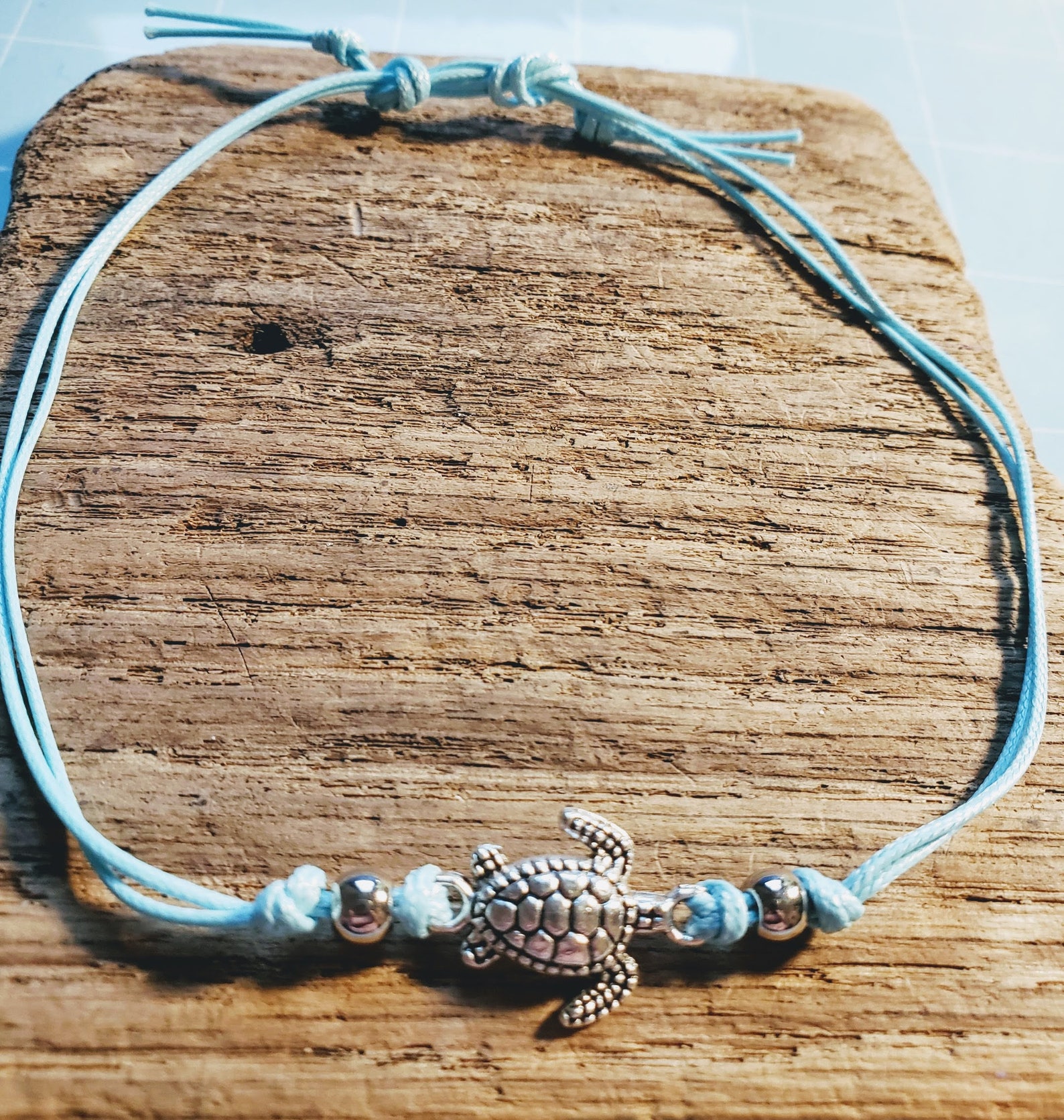 Sea Turtle Anklet Light Blue - Etsy