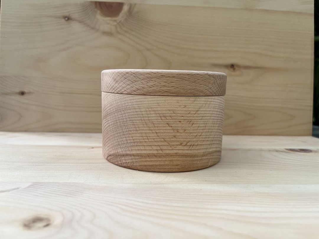 Wooden Salt Box, Beech Wood Salt Box, Salt Box With Pivoting Lid ...