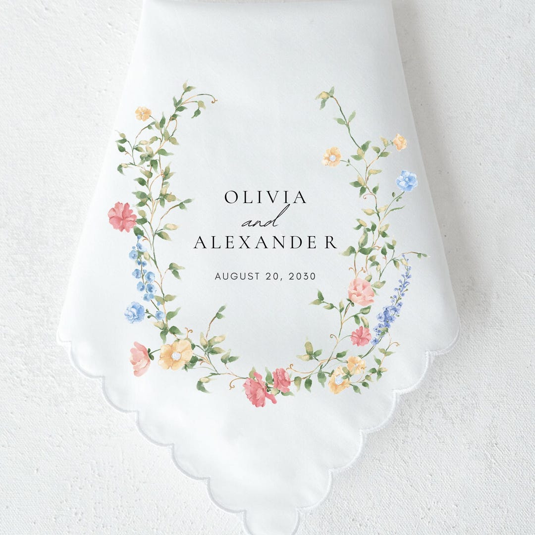 Personalized Handkerchief for Bride, Custom Wedding Handkerchief ...