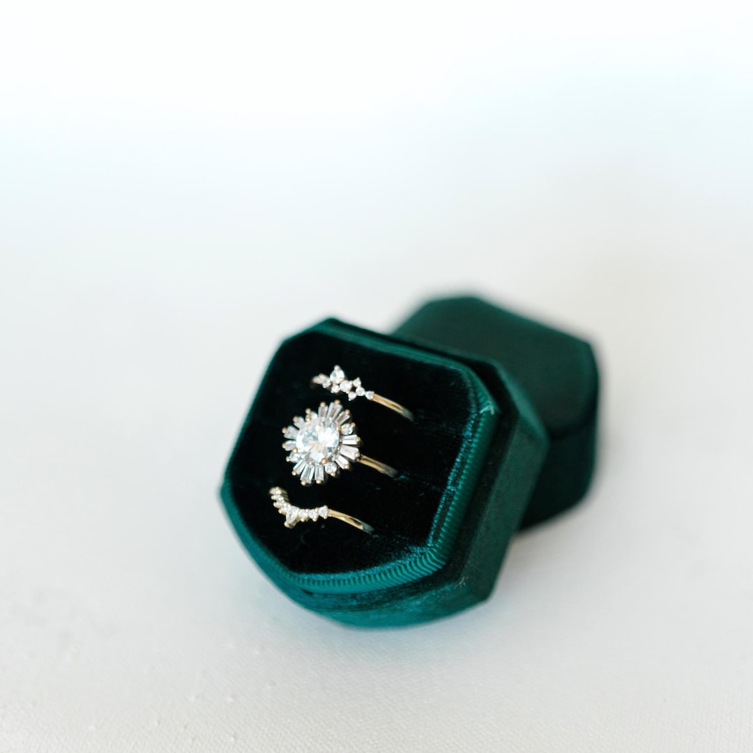 Triple Slot, Velvet Ring Box, Wedding Ring Box, Engagement Ring Box ...