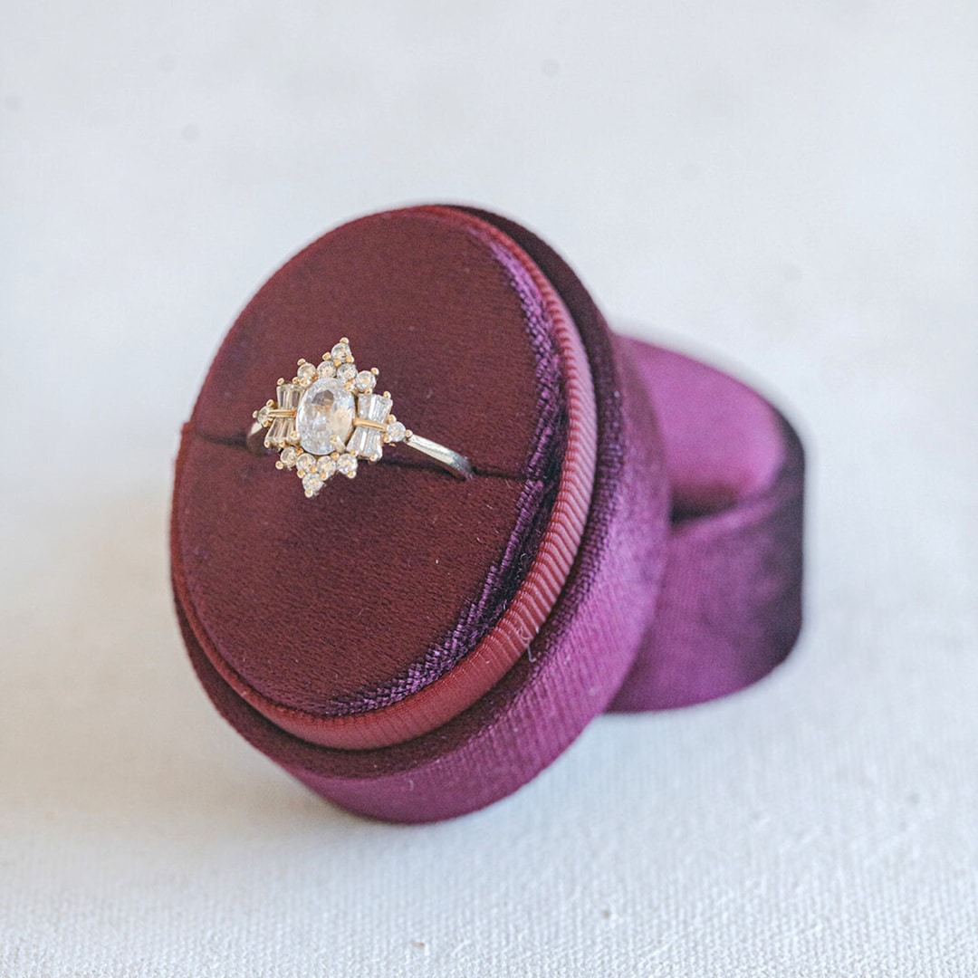 Velvet Ring Box 1 Slot Maroon | Custom Wedding Ring Box | Engagement ...