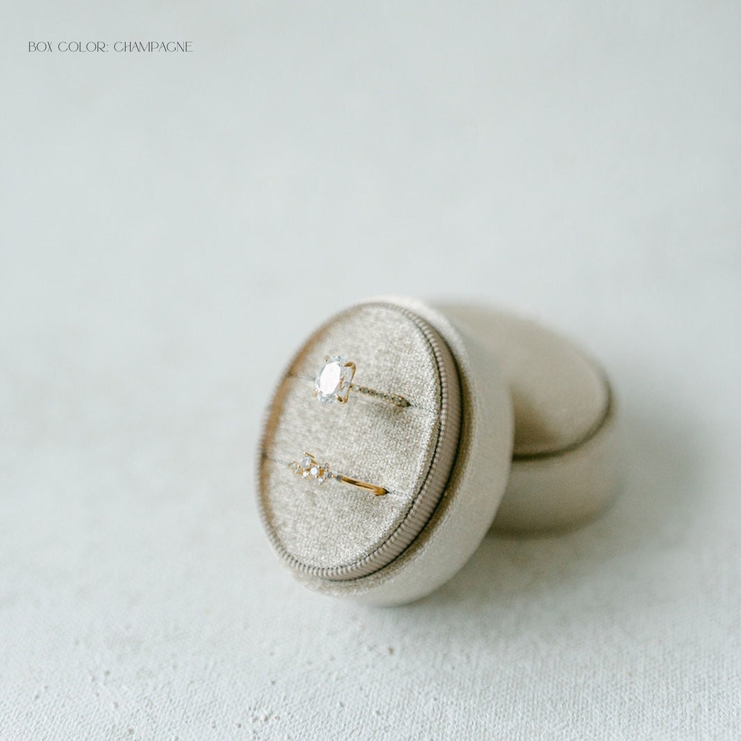 Velvet Ring Box Champagne Taupe | Custom Wedding Ring Box | Triple Slot ...