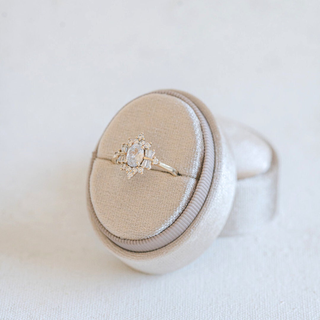 Velvet Ring Box 1 Slot Champagne | Custom Wedding Ring Box, Engagement ...