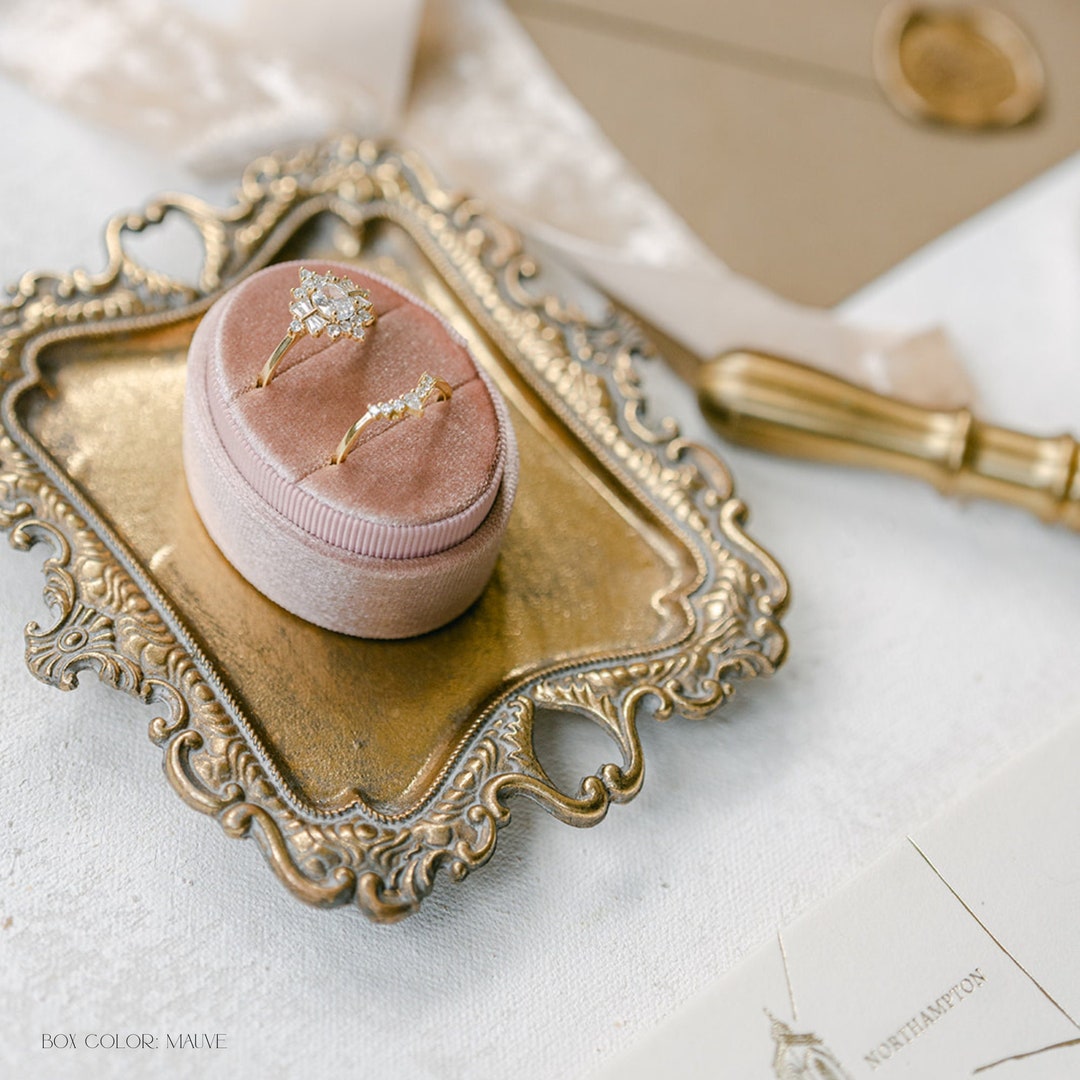 Velvet Ring Box Dusty Pink | Custom Wedding Ring Box | Engagement Ring ...