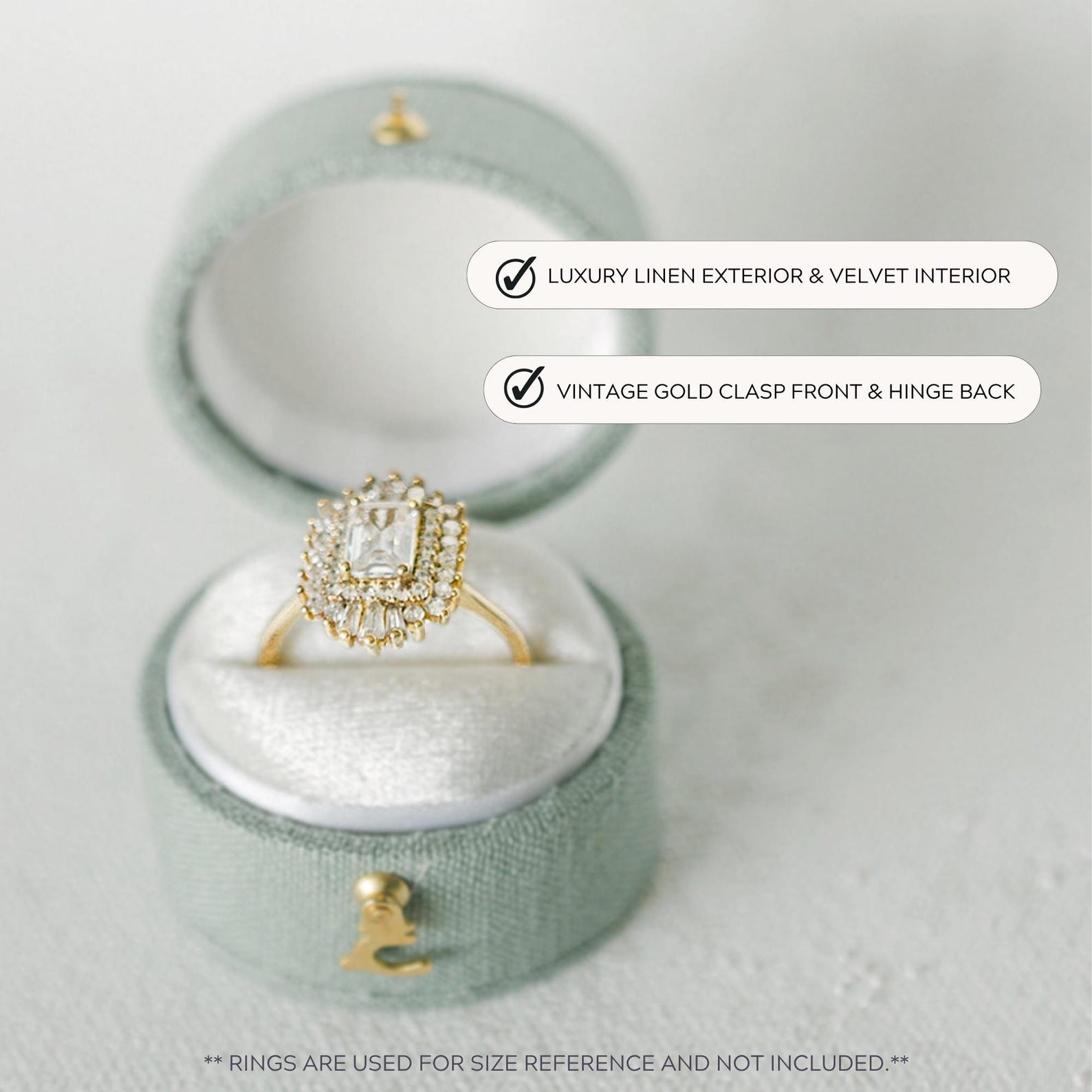 Oval Ring Box | Blue Wedding Engagement Ring Holder | Linen Heirloom ...