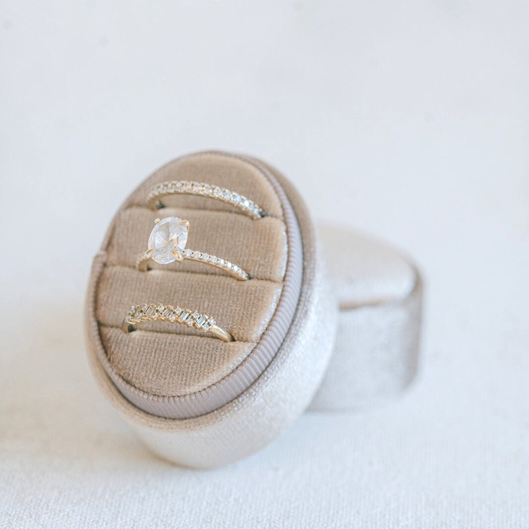 Triple Slot Velvet Ring Box | 3 Slot Custom Wedding Ring Box ...