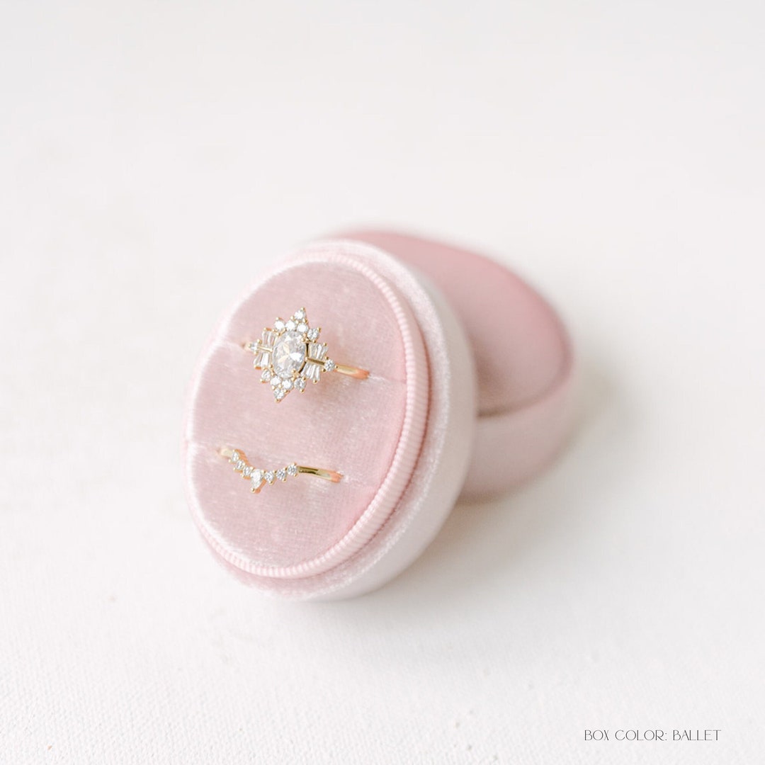 Velvet Ring Box Ballet Pink | Custom Wedding Ring Box, Triple Slot Ring ...