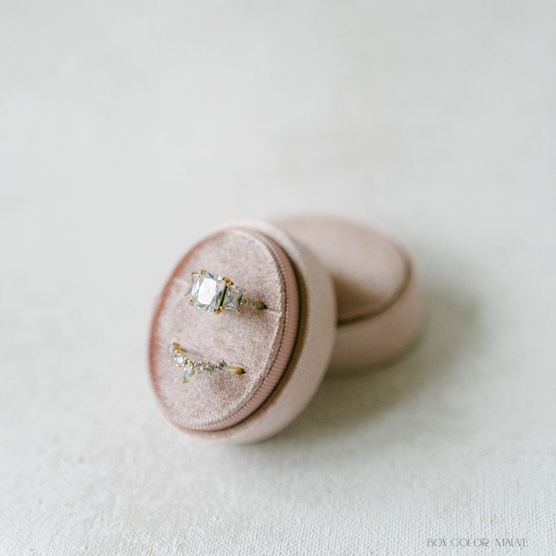 Velvet Ring Box Pink Mauve | Custom Wedding Ring Box | Engagement Ring ...