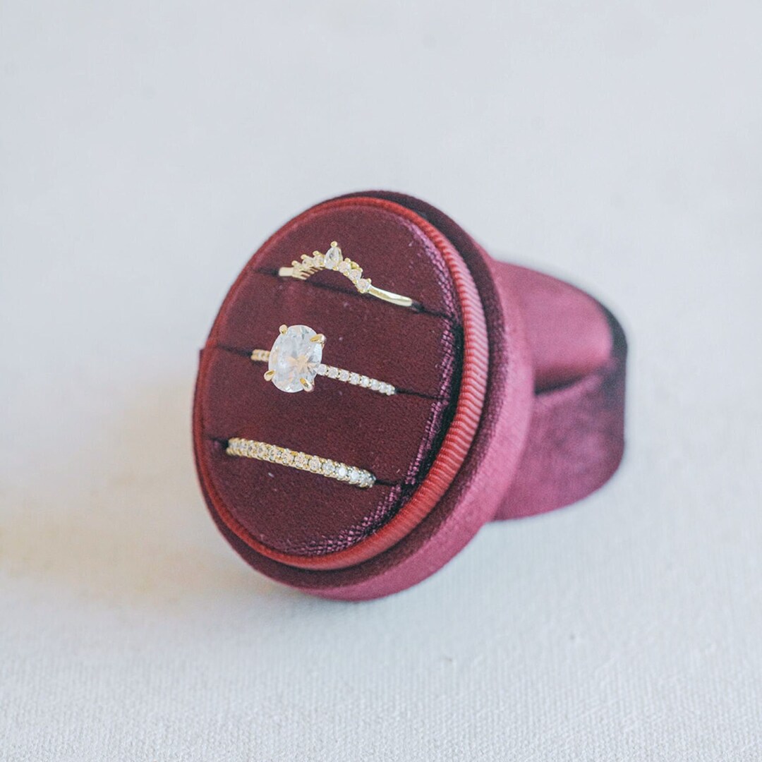 3 Slot Ring Box Wedding Velvet, 3 Slot Custom Wedding Ring Box ...