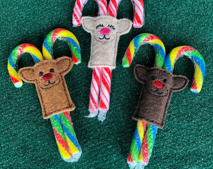 Reindeer Candy Cane Holder, Crochet Reindeer Candy Cane Holder, Crochet ...