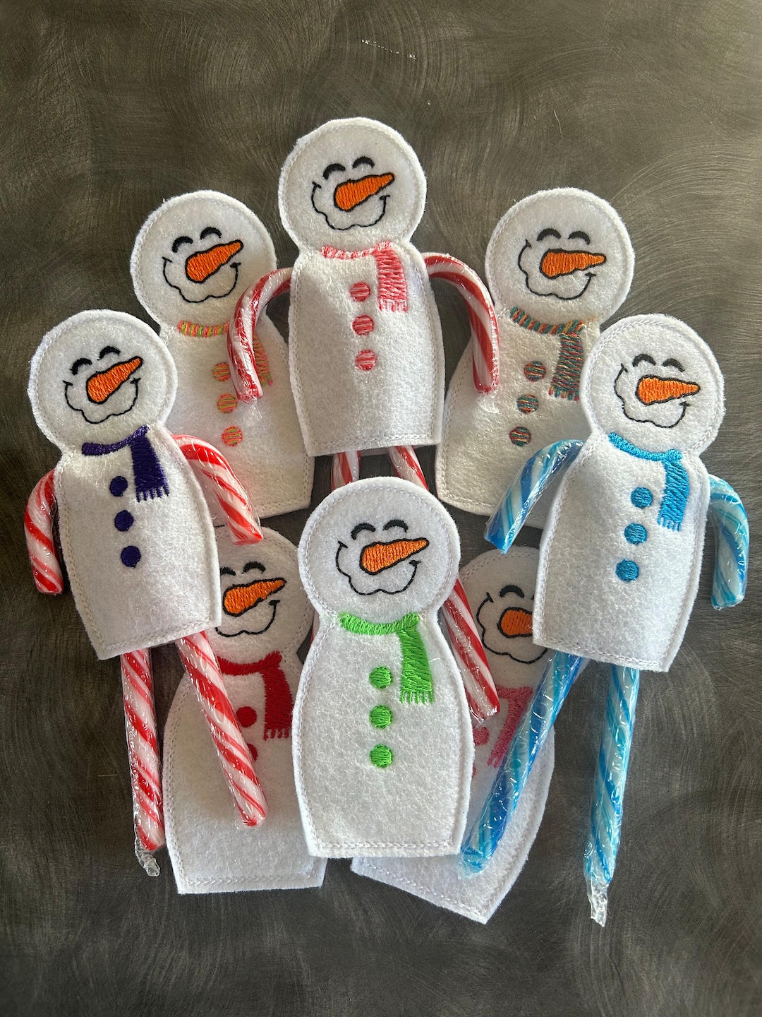Happy Snowman Candy Cane Holders! Scarf and Buttons Match in Your ...
