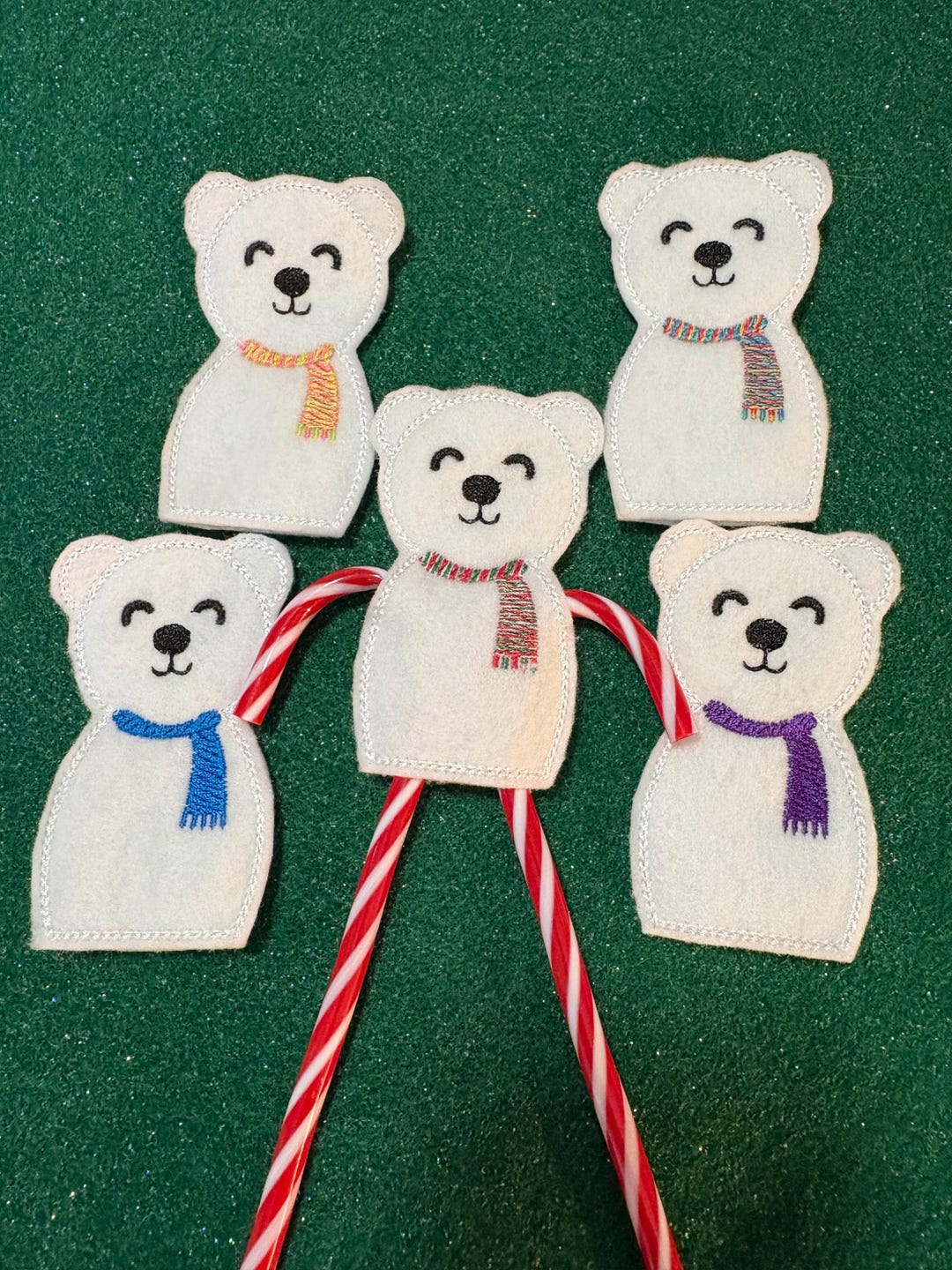 New for 2025! Polar Bear Candy Cane Holder: Handmade Felt Party Favors ...