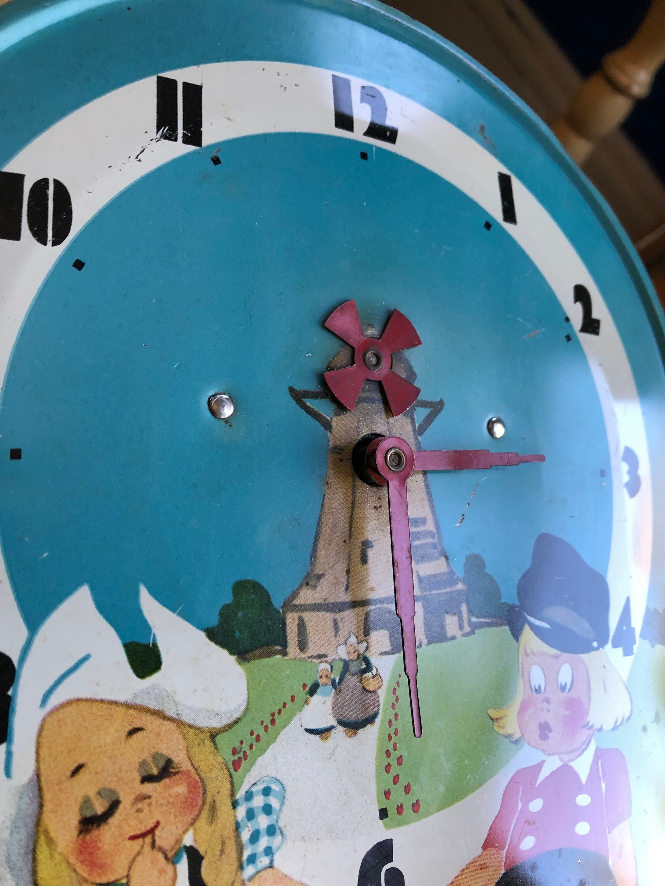 Adorable Antique Tin Litho Clock Works Beautifully | Etsy