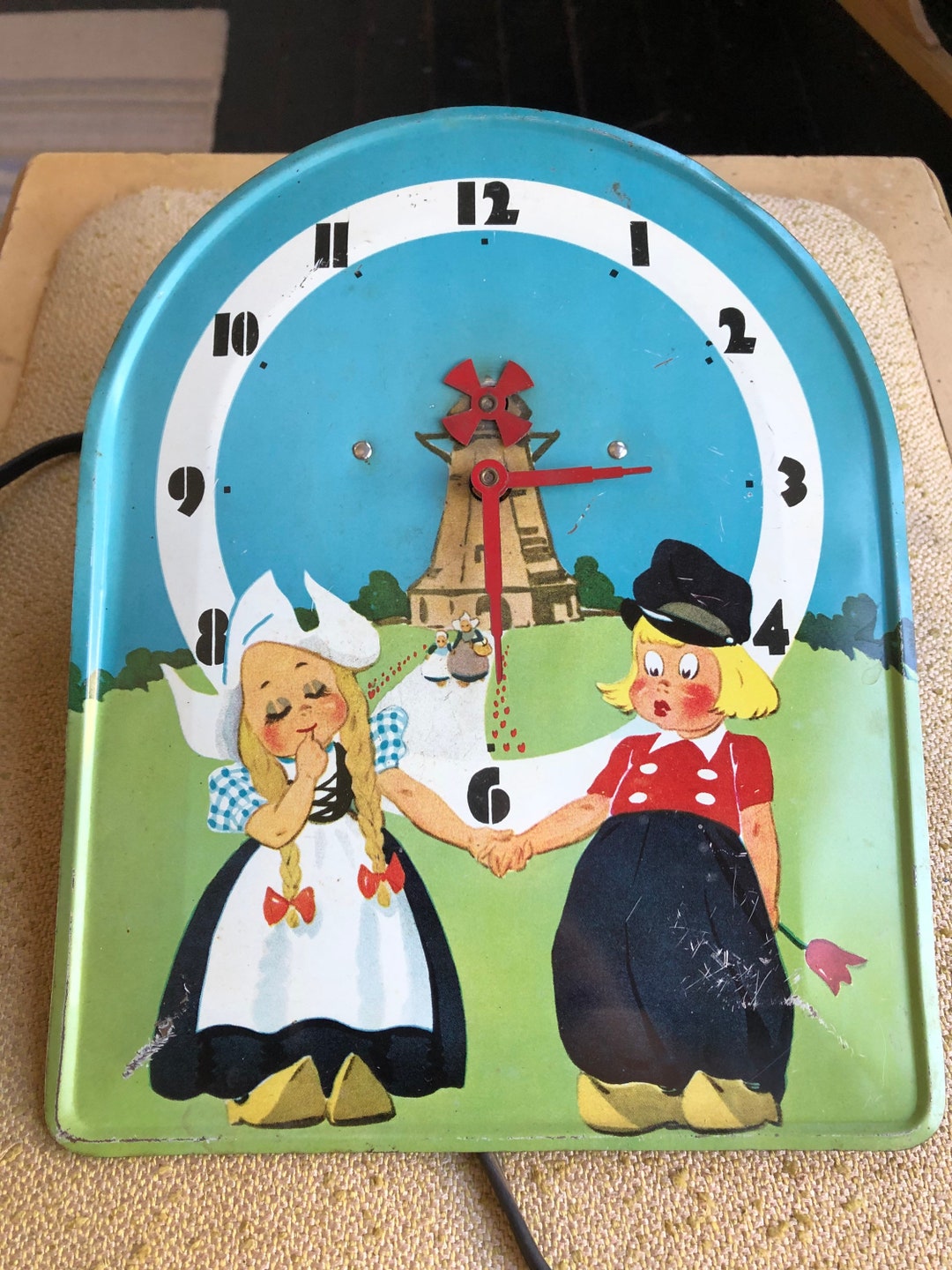 Adorable Antique Tin Litho Clock - Works Beautifully - Etsy