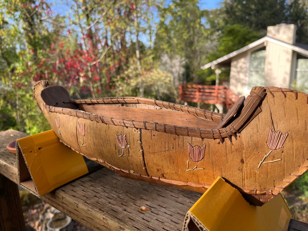 Antique Native American Birch Bark Miniature Canoe - Astounding - Etsy