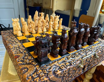 Hand Carved Chess Set - Etsy