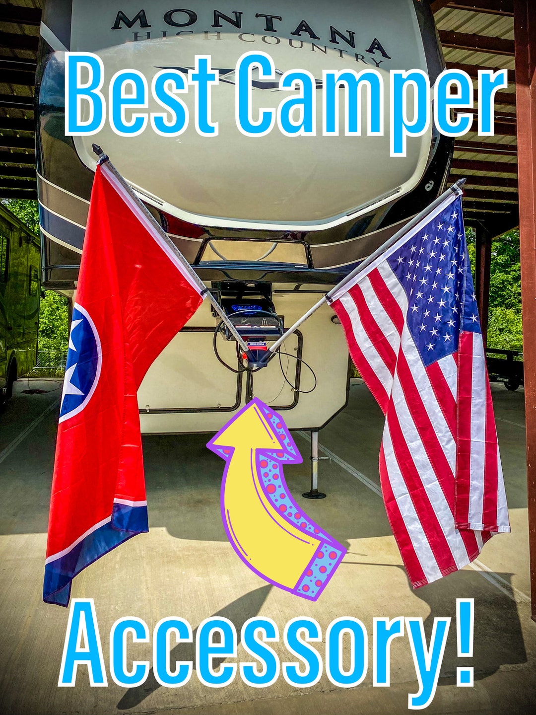 RV Gooseneck Flag Holder 2 Flags - Etsy