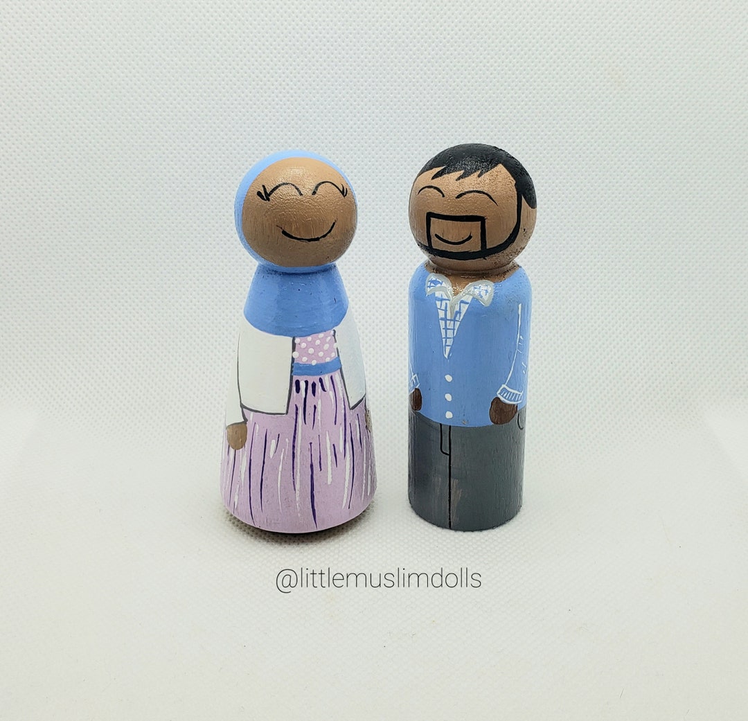 Muslim Peg Doll Wedding Cake Topper Islamic Arabic Hijab Couple Eid ...