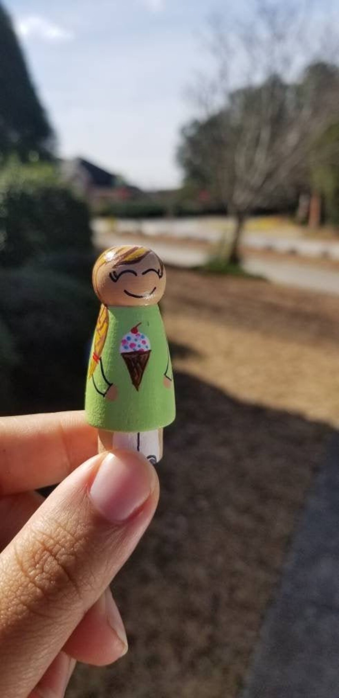 Ice Cream Peg Doll Muslim Doll Wooden Doll Hand Painted Summer Spring ...