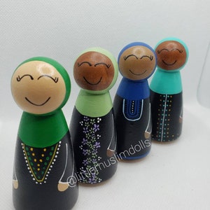 Muslim Doll / Wooden Peg Doll / Hand Painted Doll / Islamic Doll - Etsy
