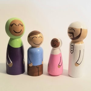 Custom Family Set Simple Streamlined Peg Doll Personalized Muslim Doll ...