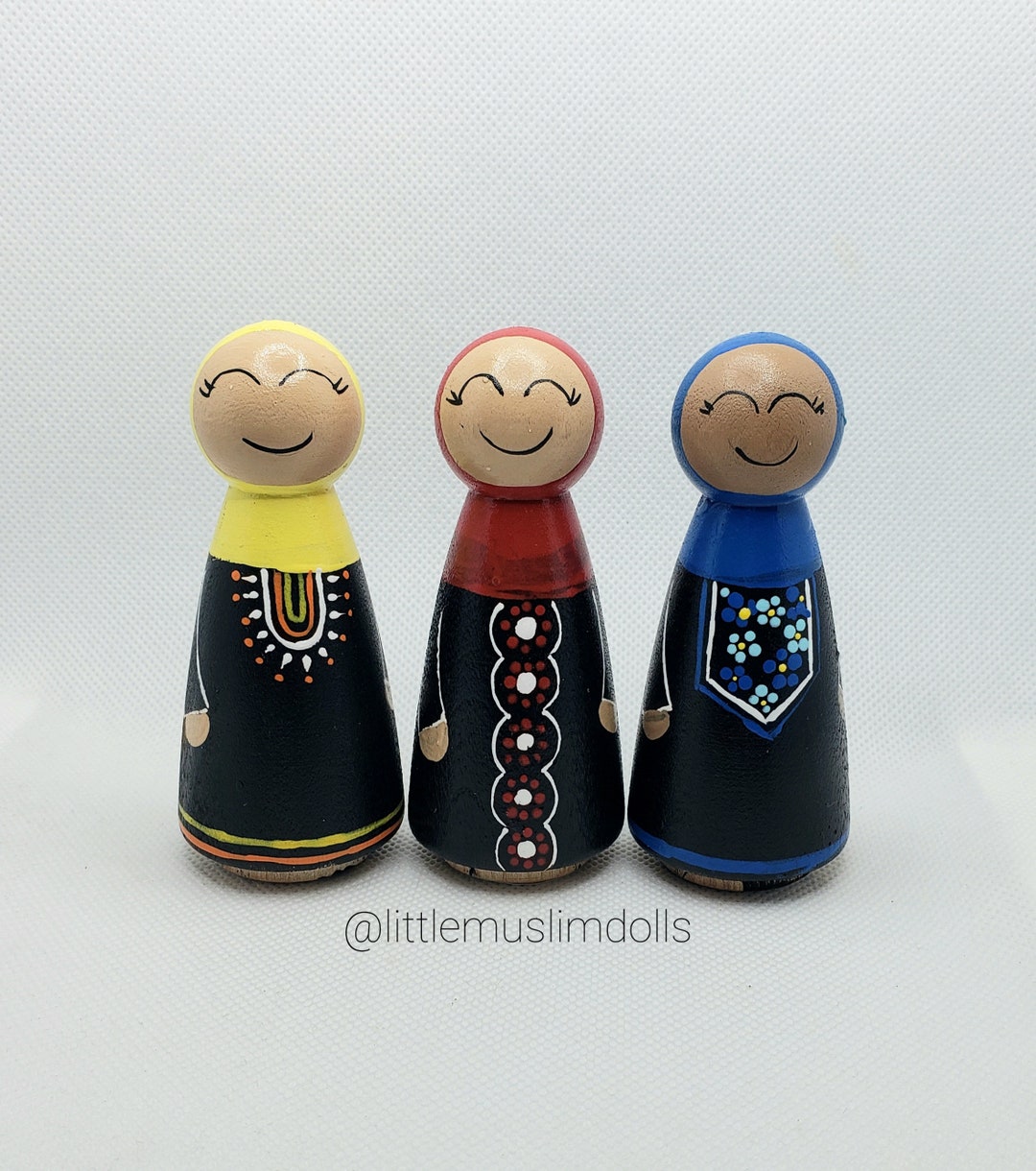 Muslim Peg Doll Wedding Cake Topper Islamic Arabic Hijab Couple Primary ...