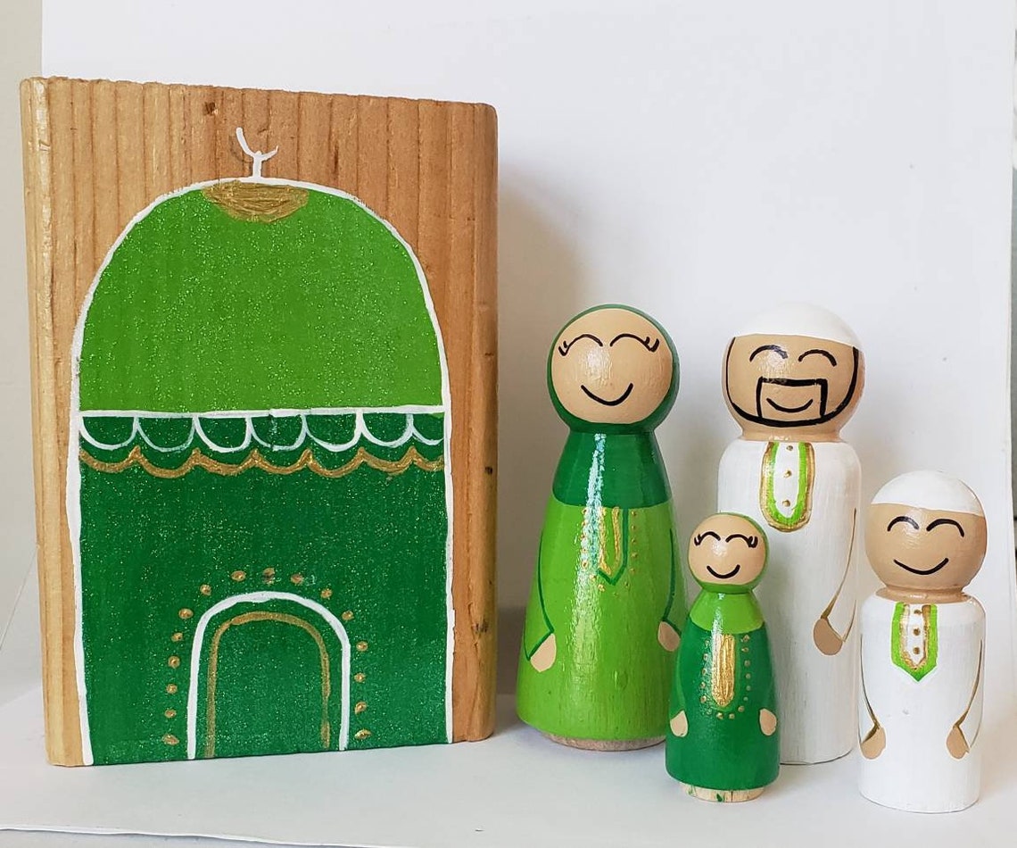 Wooden Masjid Muslim Dolls Peg Dolls Islam Makkah Mecca Hajj Islam ...