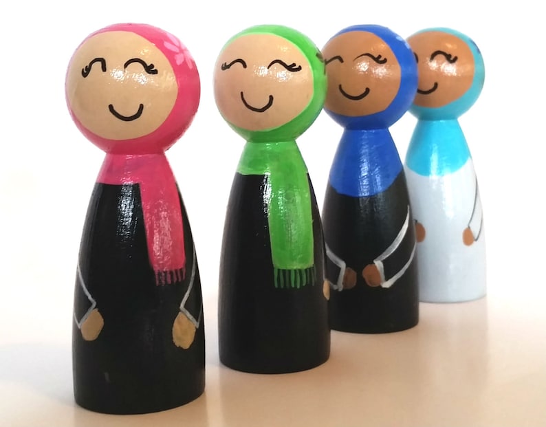 Muslim Doll / Wooden Peg Doll / Hand painted Doll / Islamic | Etsy