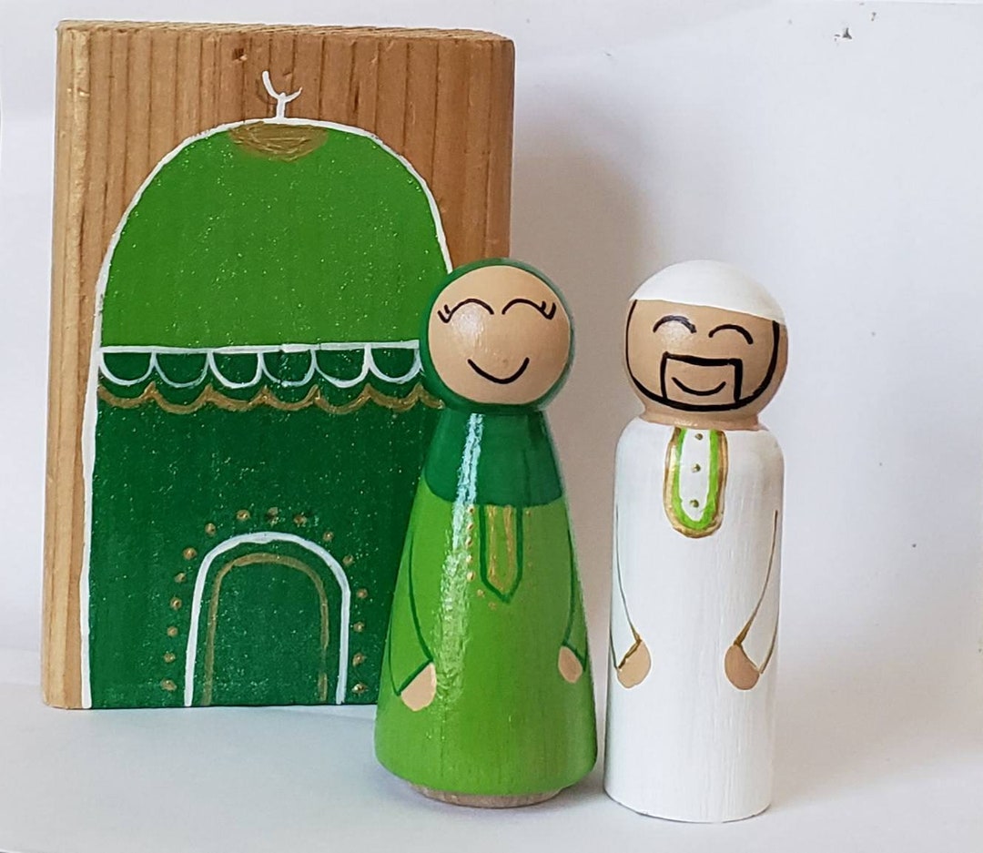 Wooden Masjid Muslim Dolls Peg Dolls Islam Makkah Mecca Hajj Islam ...