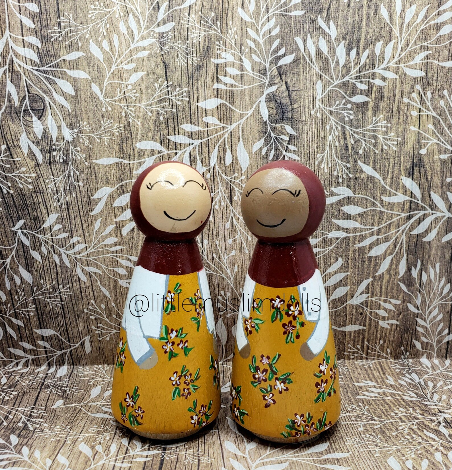 Muslim Peg Doll Sisters Custom Hand Painted Wedding Cake Topper Islamic ...